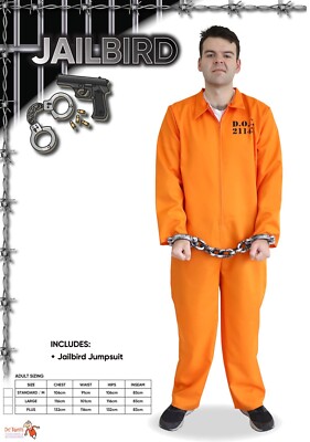 Prisoner Inmate Mens Womans Prison Orange Jumpsuit Uniform Costume ...