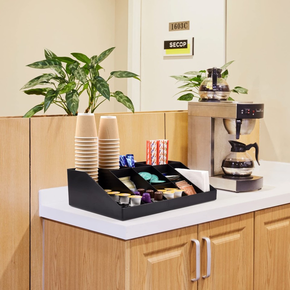 Coffee Condiment Organizer Holder 10-Compartment Break Room Coffee ...