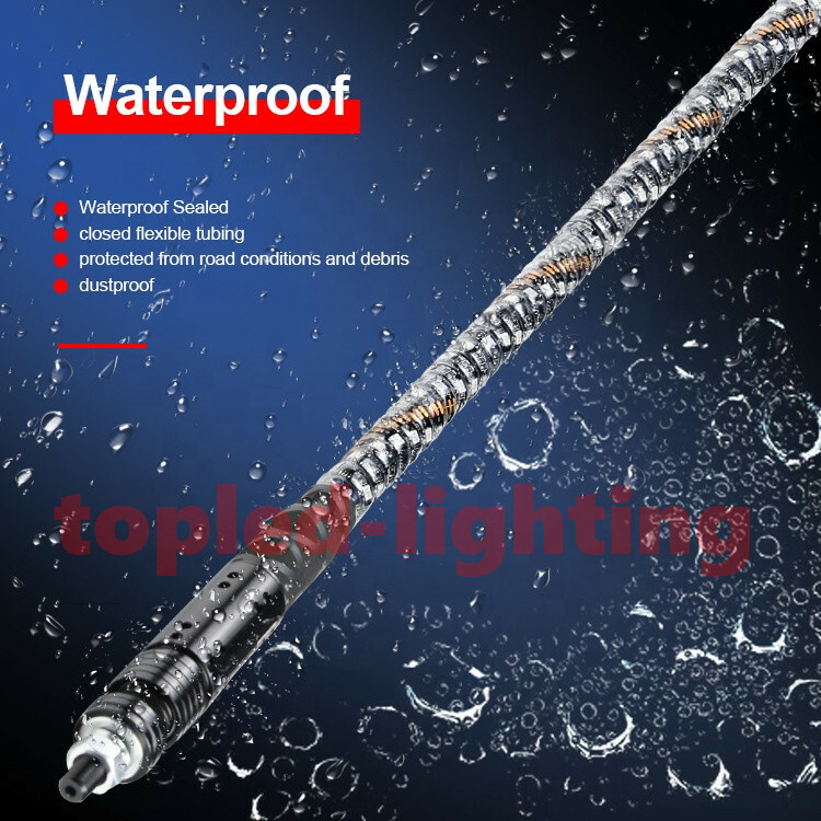 6FT Spiral LED Whip Antenna Flag Pole Light Chasing Color For ATV UTV ...