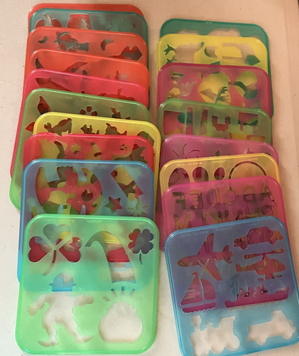 Tupperware Tuppertoys Stencil Art Set 18 Stencils in Yellow Sturdy ...