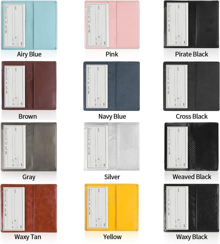 Leather Checkbook Cover with Divider, Pen Holder, RFID Blocking Wallet ...