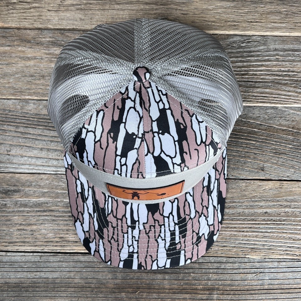BLACKBEARD FLAG BARK CAMO LEATHER PATCH TRUCKER HAT | eBay
