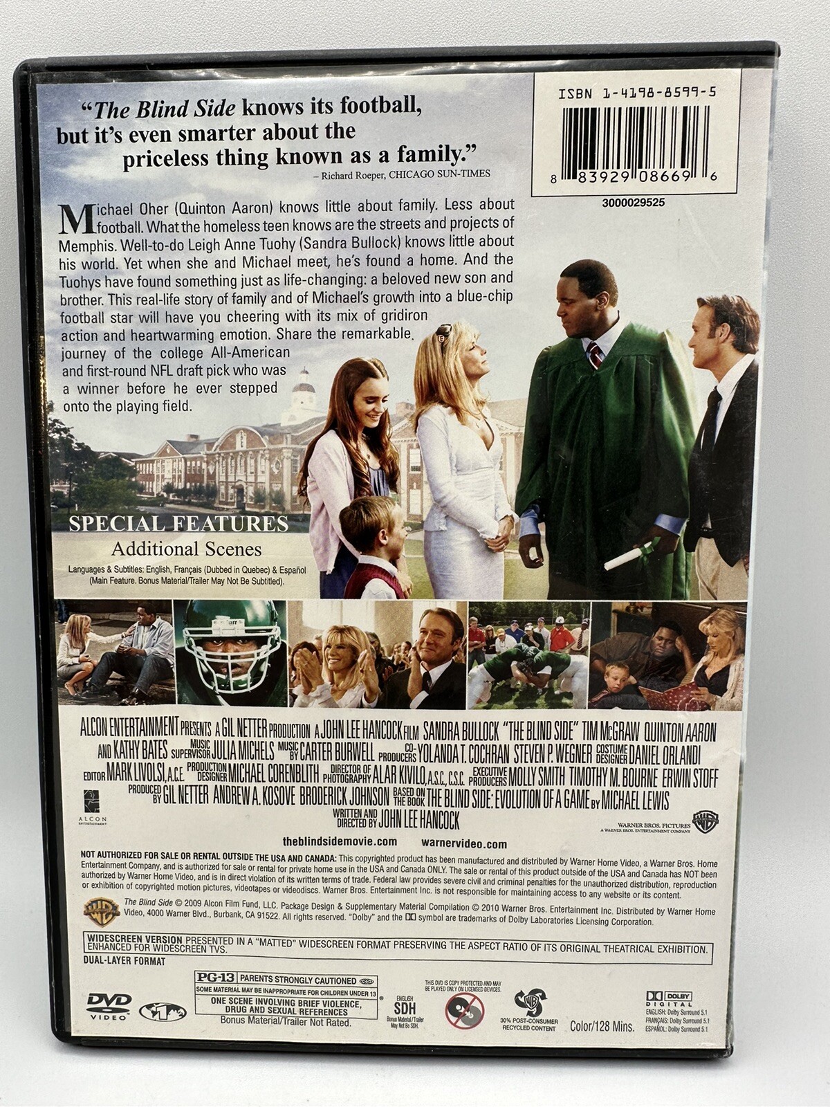 THE BLIND SIDE DVD Sandra Bullock Based on a True Story (Great ...