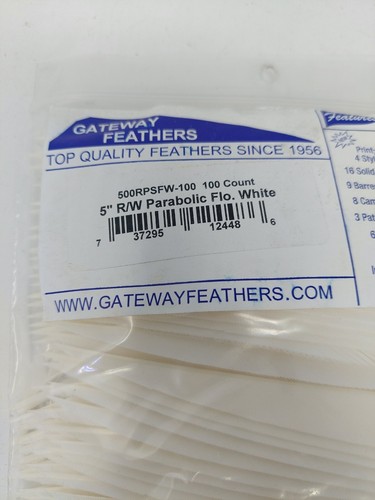 100 Pack Gateway Feathers 5" Right Wing: Parabolic Flo White 500RPSFW ...