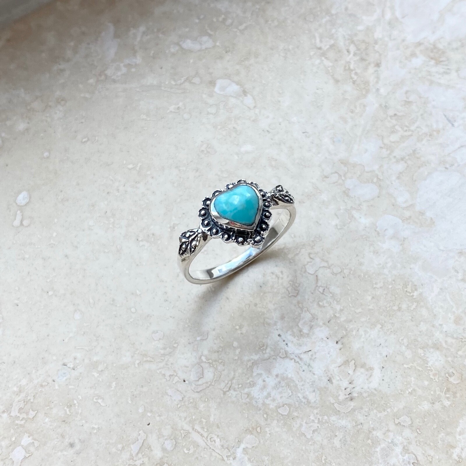 Sterling Silver Turquoise Heart Ring, Victorian Silver Rings, Stone ...