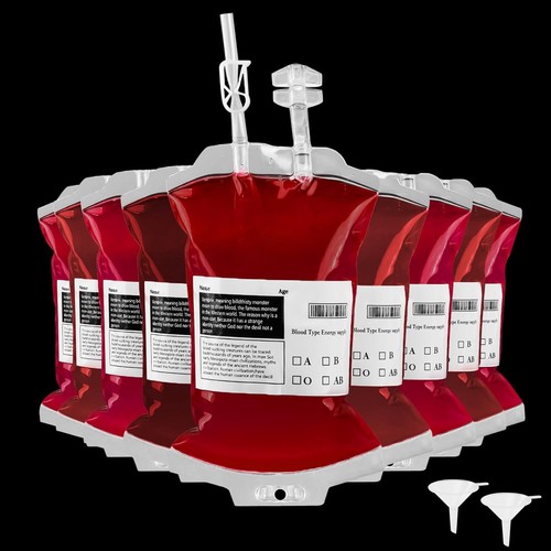 20Pcs Reusable Blood Bags for Drinks, IV Bag with Funnel 20Pcs ...