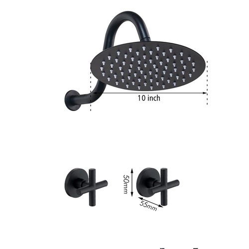 TJ Bathroom Shower Faucet Set Wall Mounted Round Rian Spout Head Black ...