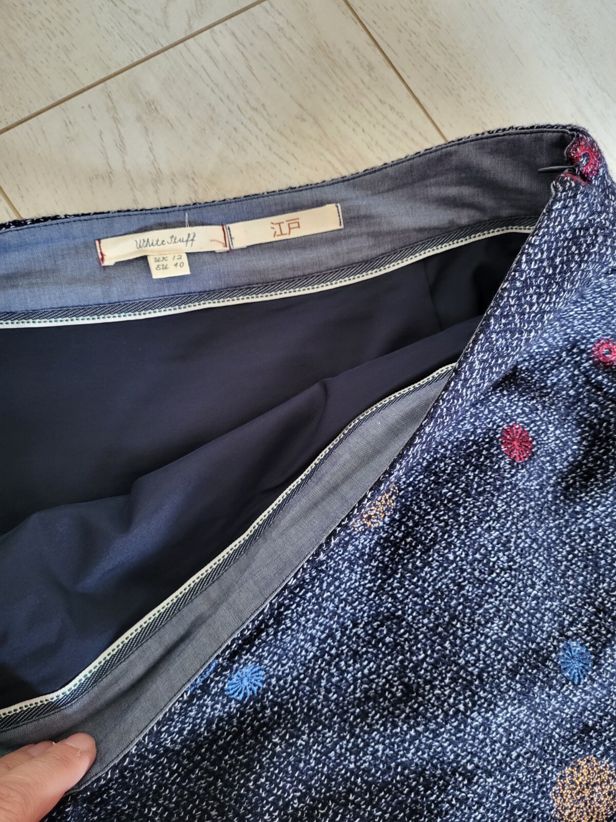 White Stuff Smart Casual Blue Spotty Mix Tweed Skirt … - Gem