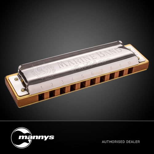 Hohner Marine Band - 10 Hole Diatonic Harmonica w/ Wooden Reed in Key G ...