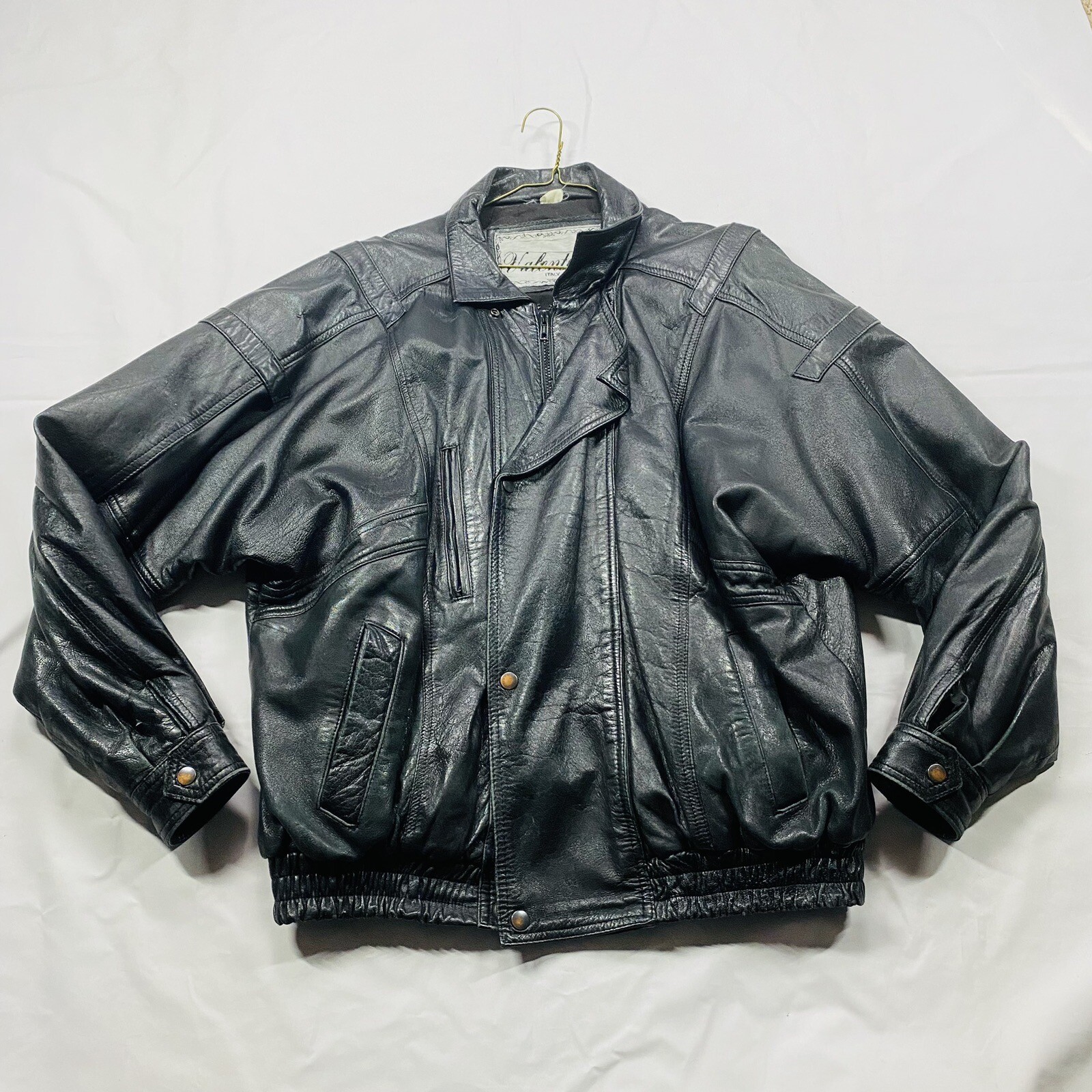 Vintage Italian Leather Bomber Jacket Mens Size XL Va… - Gem