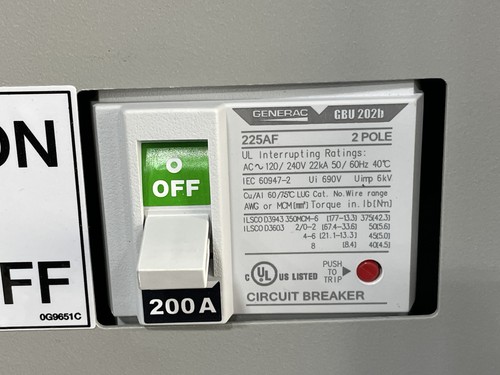 Generac 1000001659 200 Amp Automatic Transfer Switch 120/240V New Open ...