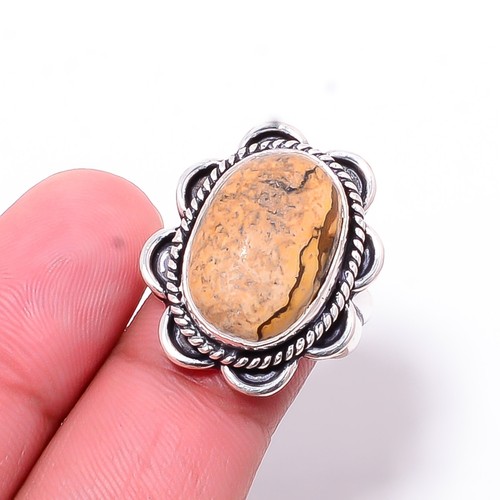 Picture Jasper - Oregon Designer Handmade 925 Sterling Silver Ring S.8 ...
