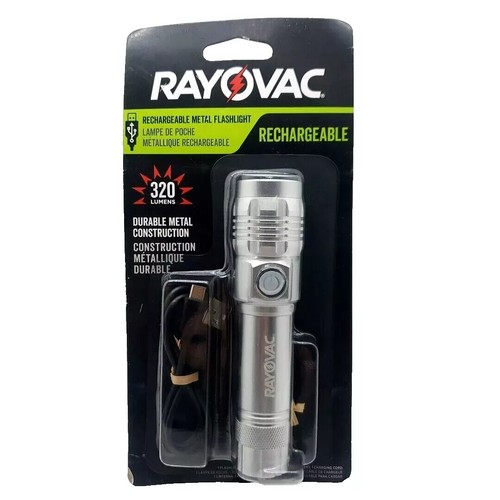 LED Flashlight with USB Charging Cable, Rayovac Metal Rechargeable, 300 ...