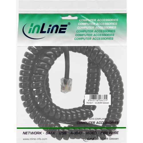 InLine Spiralkabel, RJ10 Stecker / Stecker, max. 4m, schwarz | eBay