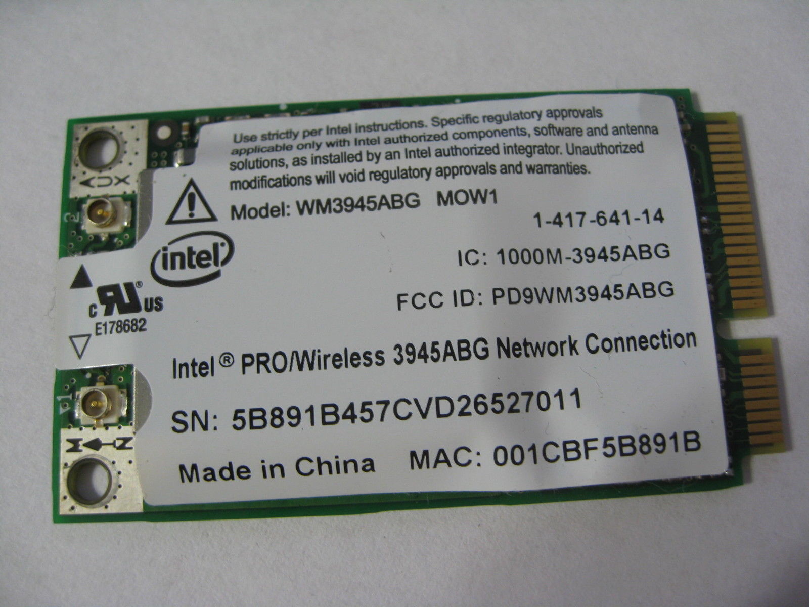 Intel WM3945ABG wireless WIFI card 42T0853 For ThinkPad IBM T60 T61 R61 ...
