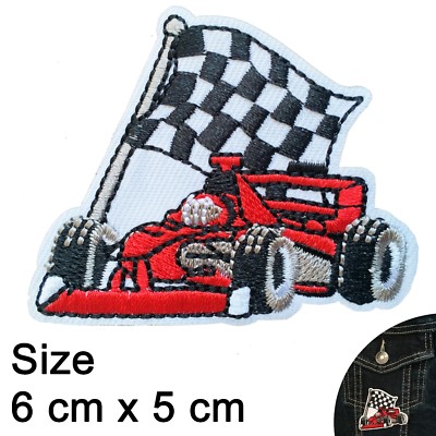 Racing car Iron on patch formula one motor sport race cars flag f1 red ...