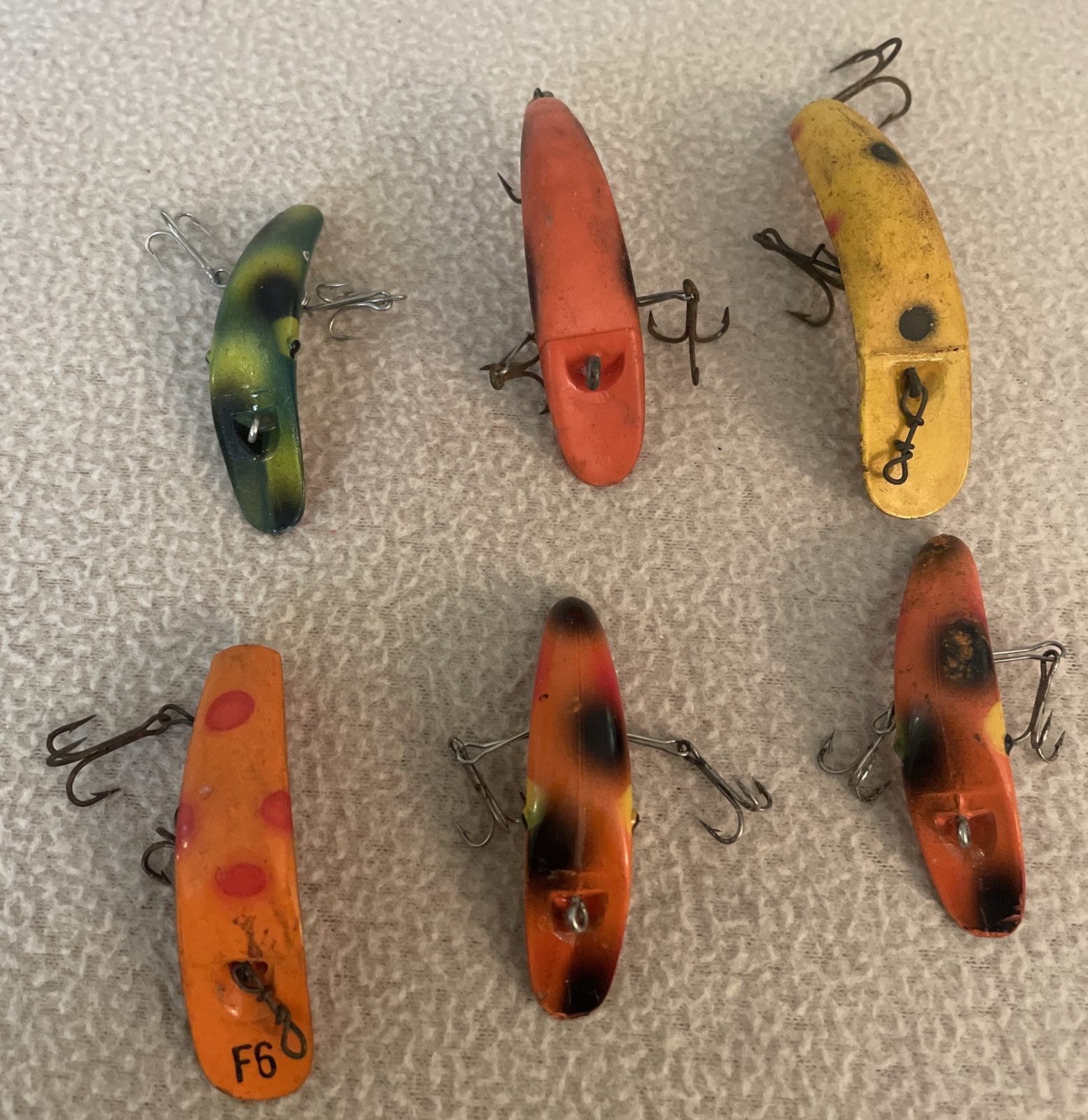 Lot of 6 Vintage Multi-colored Flat Fish Lures ~ various sizes | eBay