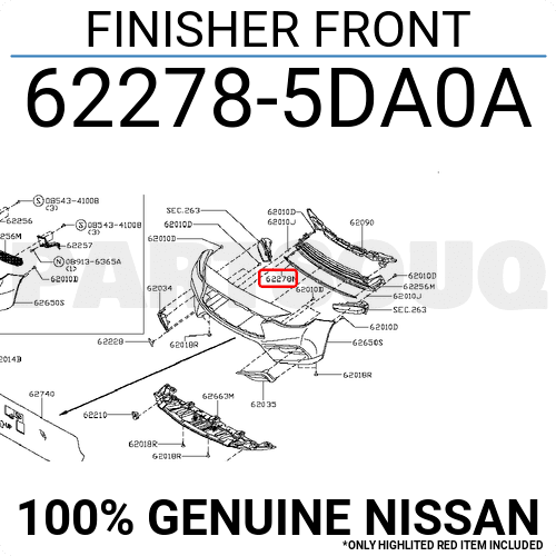 622785DA0A Genuine Nissan Finisher Front 62278-5da0a for sale online | eBay
