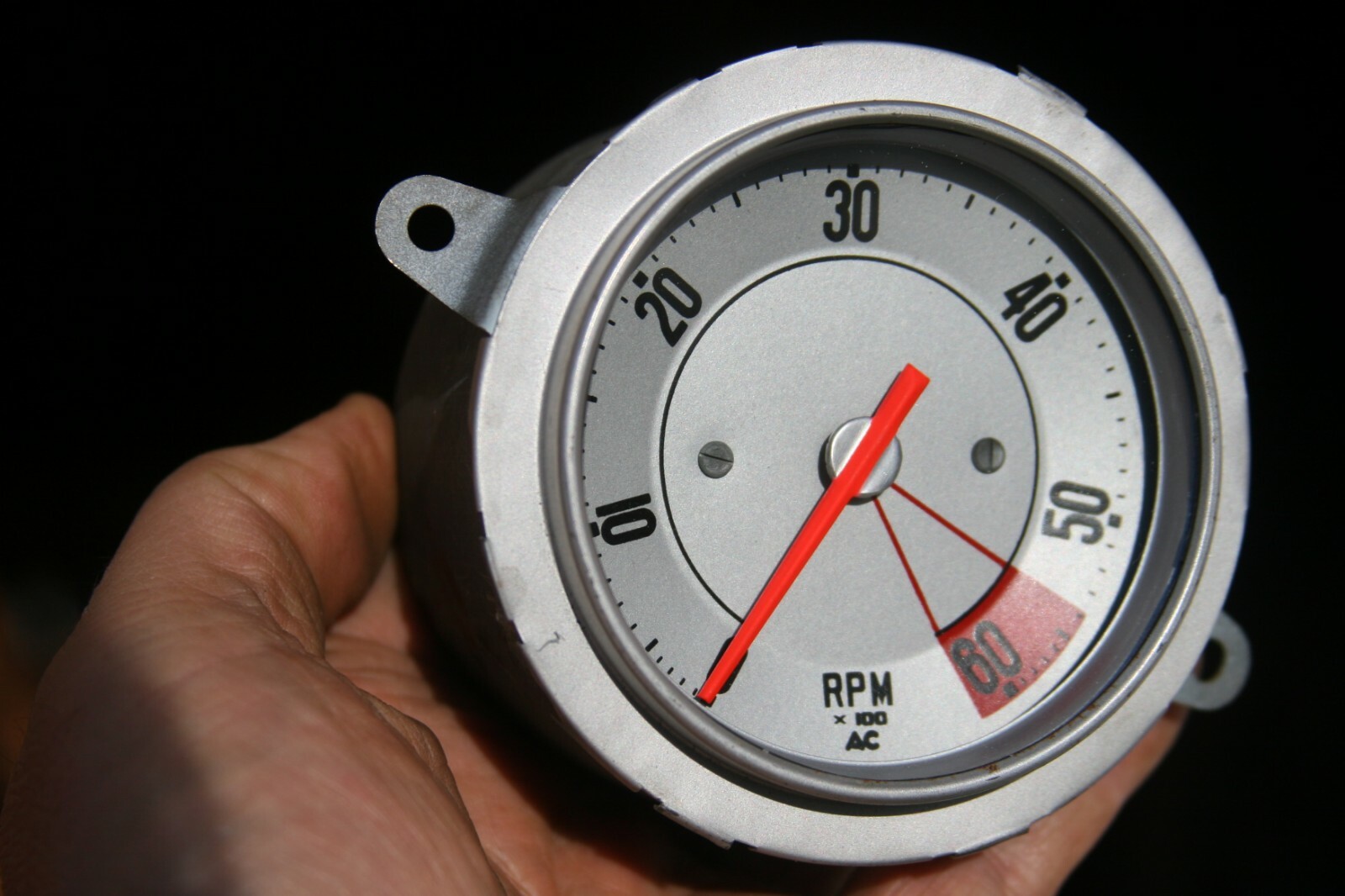 AC Vintage Tachometer Gauge Silver Face 6K 6000 RPM | eBay