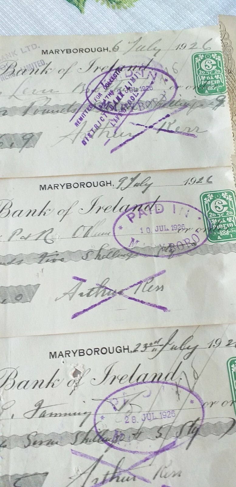 Old Irish Cheques Job Lot of 17 Cheques most 1920-s, Bank Of Ireland ...