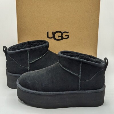 UGG “Classic Ultra Mini Platform” Women’s Suede Shearling Ankle Boot ...