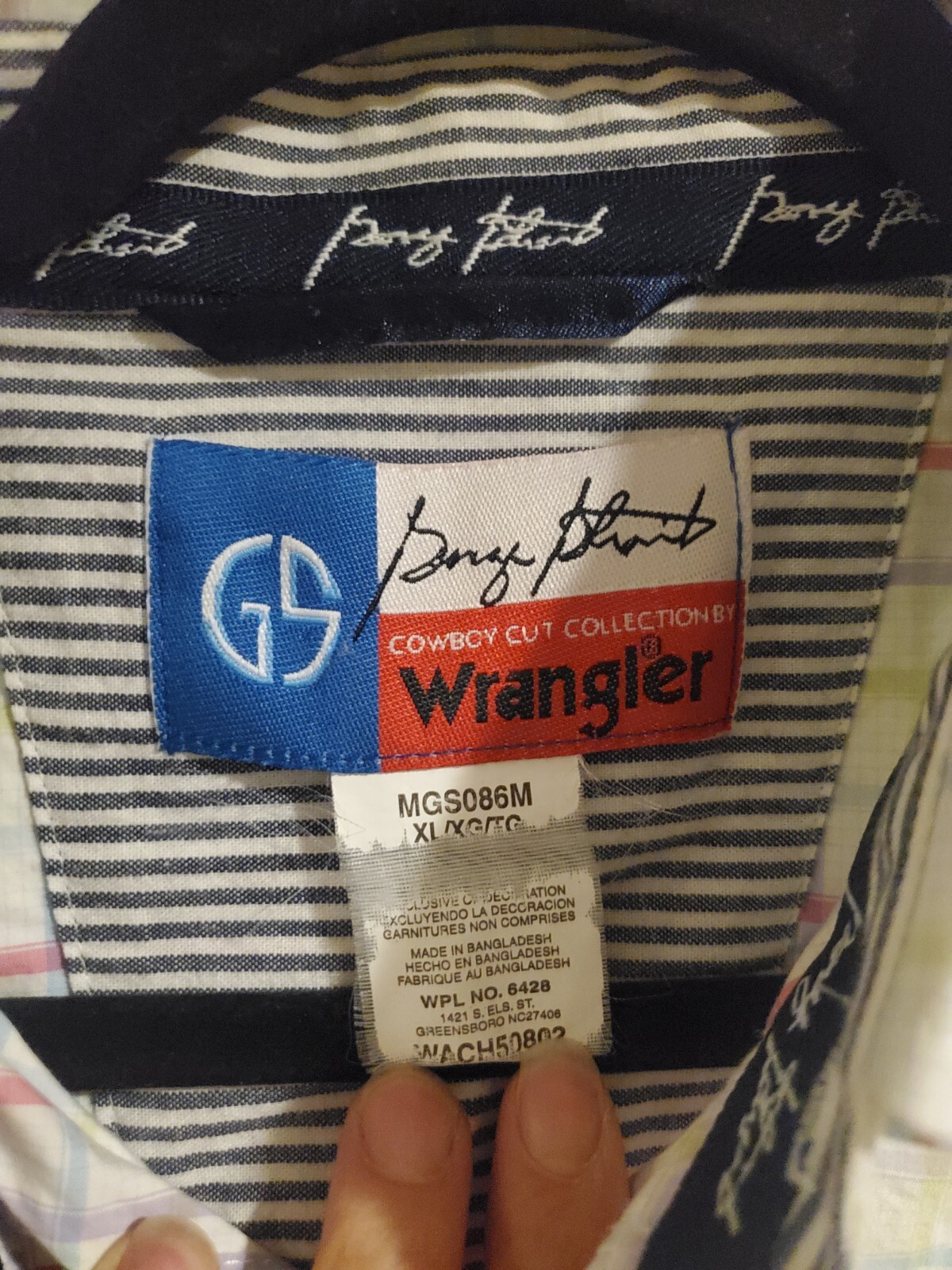 Men's Vtg George Straight Wrangler Pastel Plaid Long … - Gem