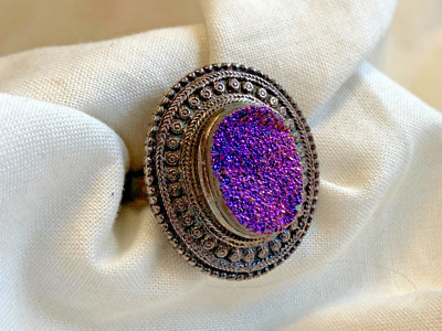 Sterling Silver Nicky Butler Ring Fine Jewelry Size 8.25 Purple Druzy ...