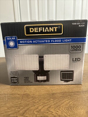 Defiant Solar Powered Outdoor 2-Head LED Security Flood Light | eBay