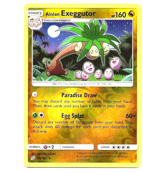 SHIPS SAME DAY Pokemon Card Alolan Exeggutor 115/181 Reverse Holo ...
