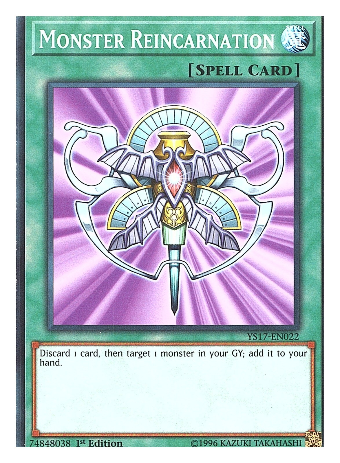 A562 YUGIOH SPELL CARD MONSTER REINCARNATION YS17-EN022 | eBay