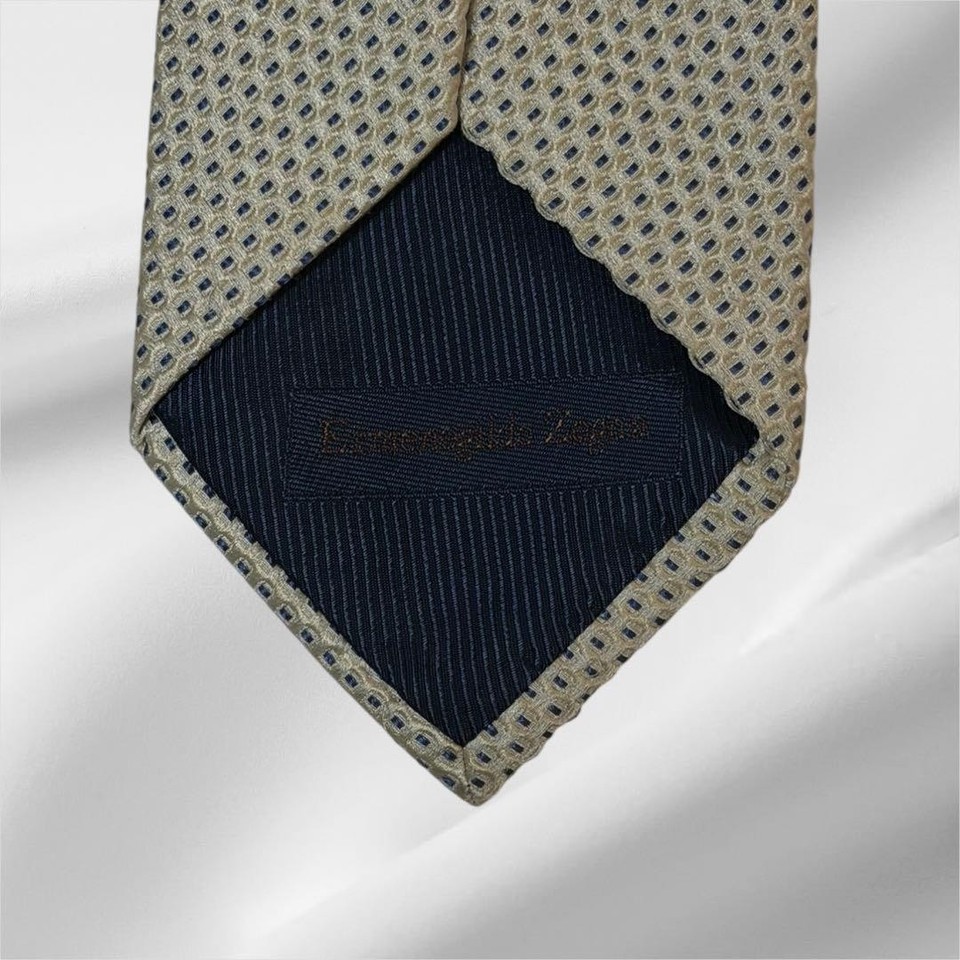 Ermenegildo Zegna Solid Jacquard Dot Pattern Ivory Off White Necktie | eBay