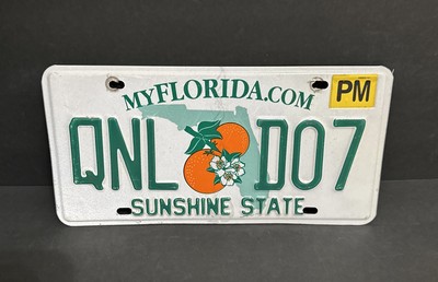 FLORIDA PERMANENT LICENSE PLATE — QNL 🍊D07 — SUNSHINE STATE | eBay
