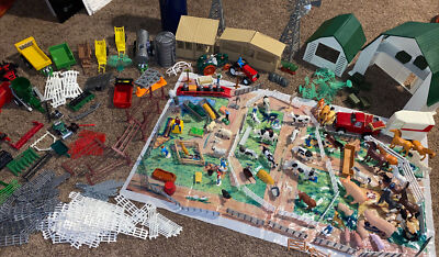 Vintage New Ray Farm Toy Lot Equipment Tractor Horse Trailer Truck ...