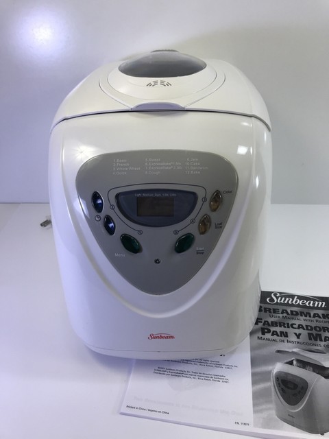 Sunbeam Programmable 2lb Bread Maker Machine White Model 5891 Manual ...