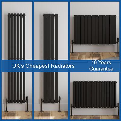 Black Designer Radiator Vertical Horizontal Flat Panel Oval Single ...