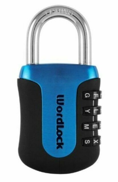 Wordlock Resettable Word Combination Hardened Steel Padlock Blue ...