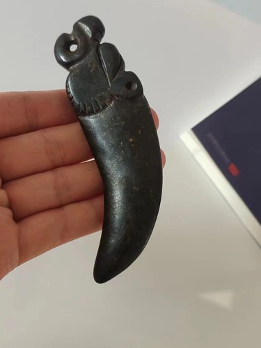 Ancient China Hongshan Culture Hand carved amulet Tiger tooth Meteorite ...