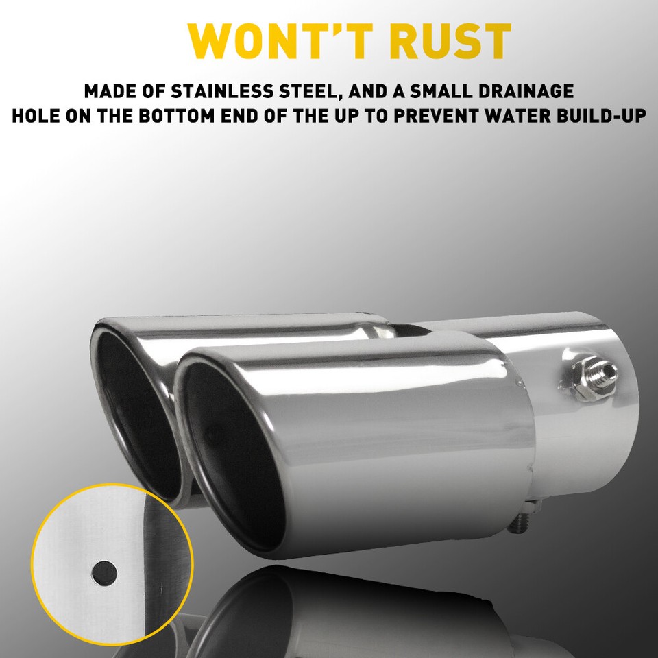 Dual Exhaust Pipe Auto Car SUV Rear Tail Muffler Tip Throat Tailpipe ...