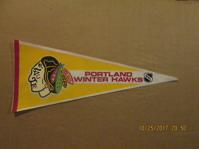 WHL Portland Winter Hawks Vintage Circa 1980's Team Logo Hockey Pennant ...
