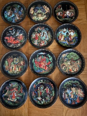 Set of 12 PALEKH Russian Legends "Fairy Tale” Collector Plates BRADEX ...