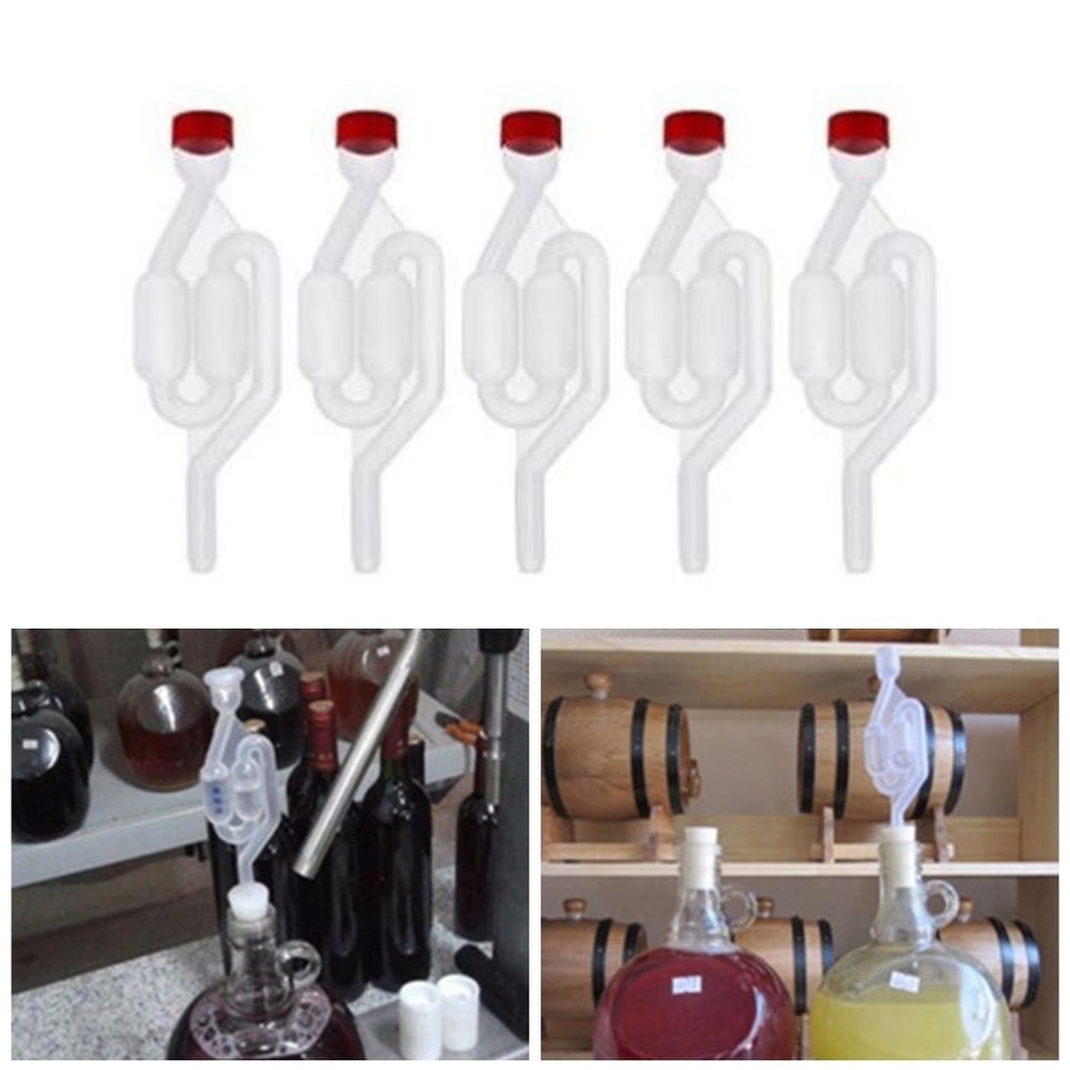 5x S Bubble Type Fermenter Air Lock Home-Brew-Wine Plastic One-way ...