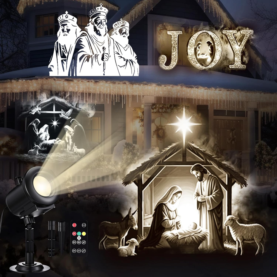 Christmas Nativity Scene Projector Lights, 2025 Upgrade 3D Dynamic Joy ...