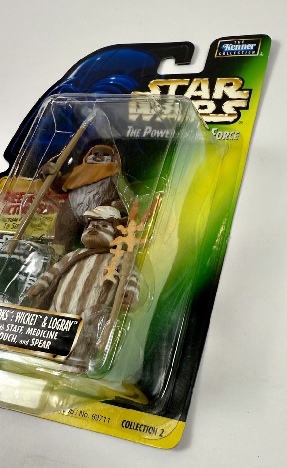 Star Wars POTF2 Ewoks Wicket & Logray Freeze Frame Action Slide Kenner ...