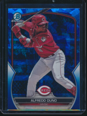ALFREDO DUNO 2023 Bowman Chrome Draft SAPPHIRE REFRACTOR Cracked Ice ...