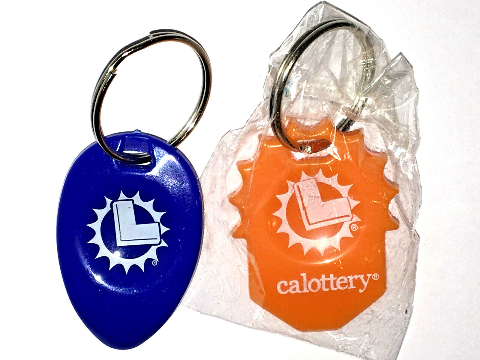 CALIFORNIA LOTTERY SCRATCHERS Sun Logo KEYCHAIN Set Of 2 LUCKY CHARM ...
