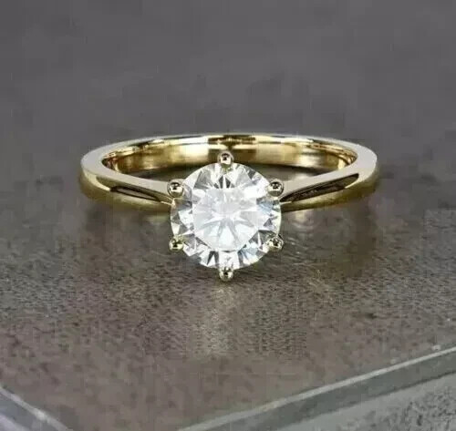 2Ct Lab Created Diamond Solitaire Engagement Ring 14K Yellow Gold ...