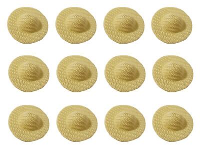 Lot of 12 VTG Natural Miniature Ivory 1-3/4" Woven Wicker Sun Hats ...