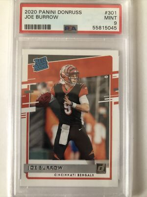 2020 Donruss Joe Burrow Rated Rookie Card RC #301 PSA 9 Mint Bengals ...