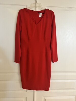 Shape Fx Dress Fully Lined Size 12 Bright Orangish Red | eBay