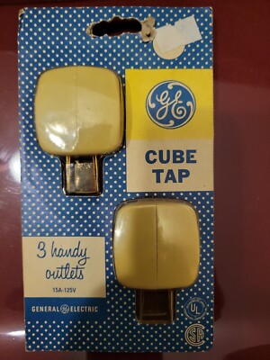 2-Vintage GE Ivory 15A-125v Cube Tap, 3 Handy Outlets, GE1735, NOS ...